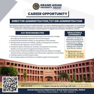 Career – Grand Asian University Sialkot..!