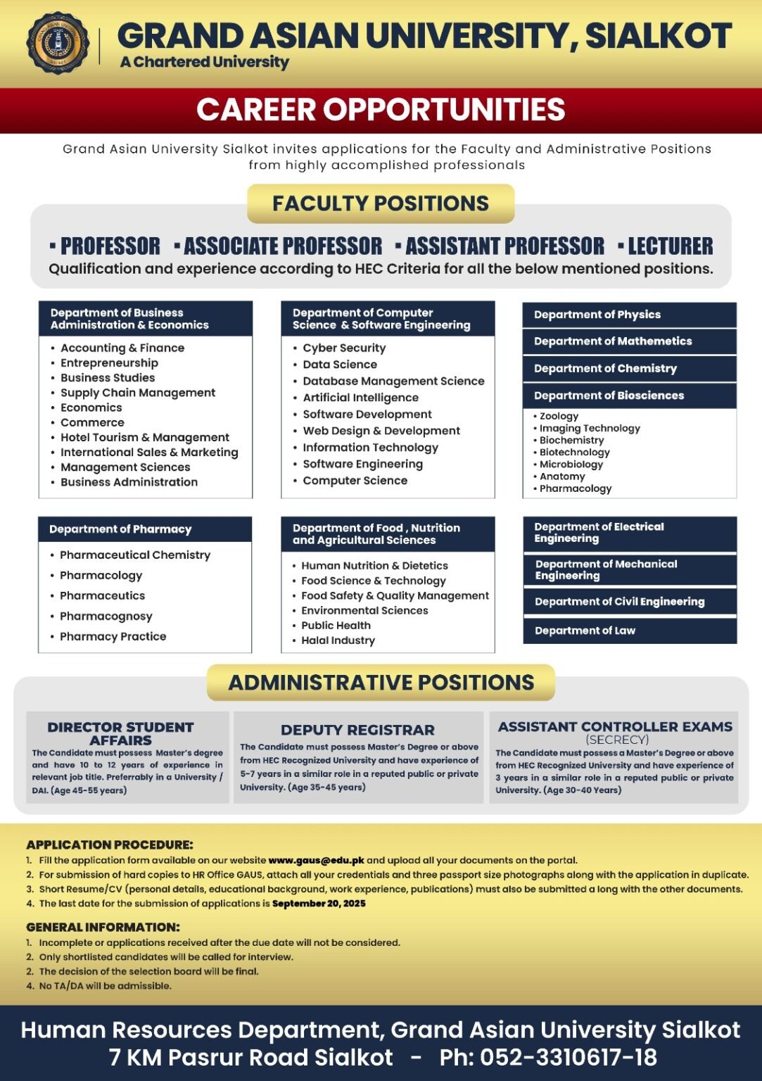 Career – Grand Asian University Sialkot..!